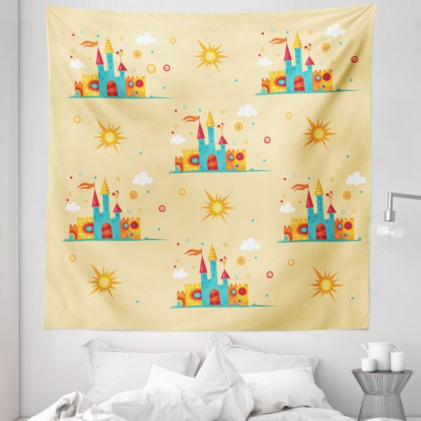 Cartoon Tapestry, Cartoon Illustration of Colorful Funky Medieval ...