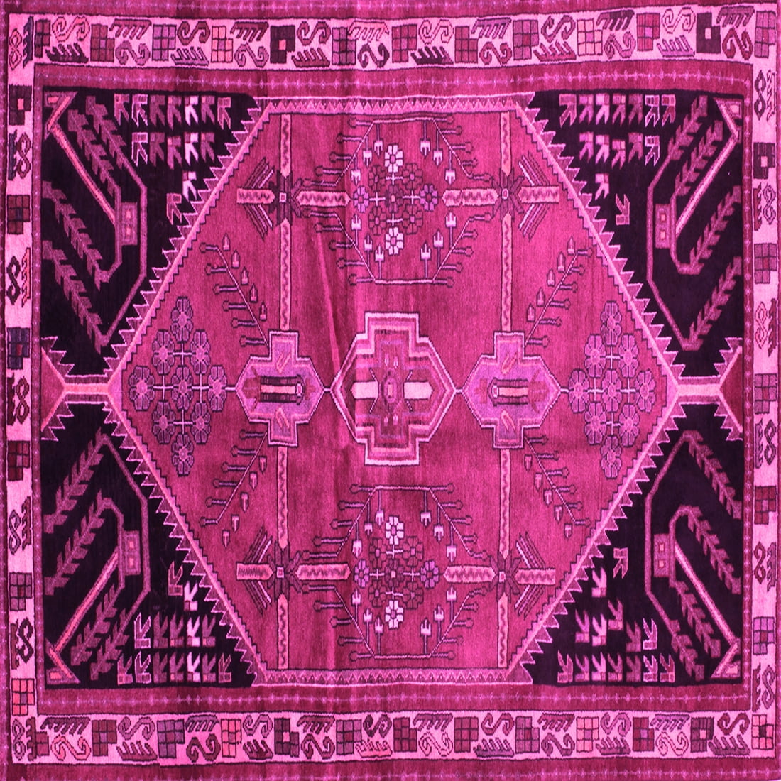 Ahgly Company Indoor Square Persian Pink Traditional Area Rugs, 6 ...