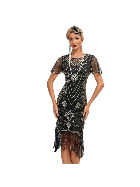 IDOPIP 1920s Flapper Dresses for Women Great Gatsby Dresses Sequin ...