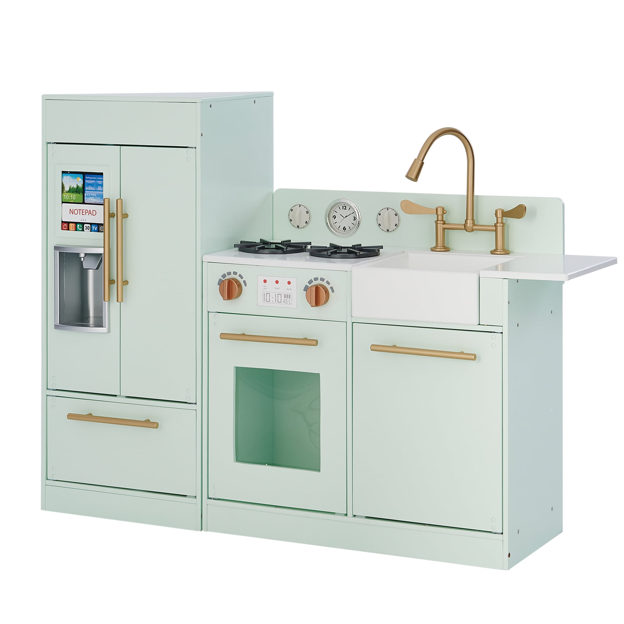 Teamson Kids Little Chef Chelsea Modern Kids Kitchen Playset, Mint/Gold ...