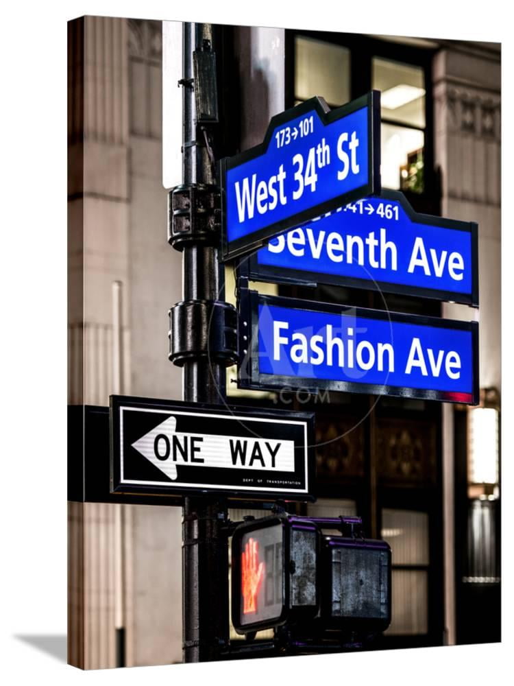 NYC Street Signs in Manhattan by Night 34th Street, Seventh Avenue and ...