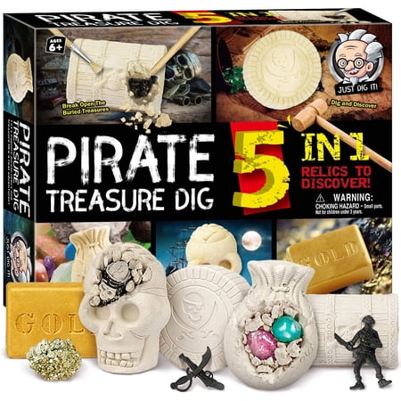 TOYS Pirate Treasures Dig Kit Break Into 5 Bricks Treasure Excavation ...