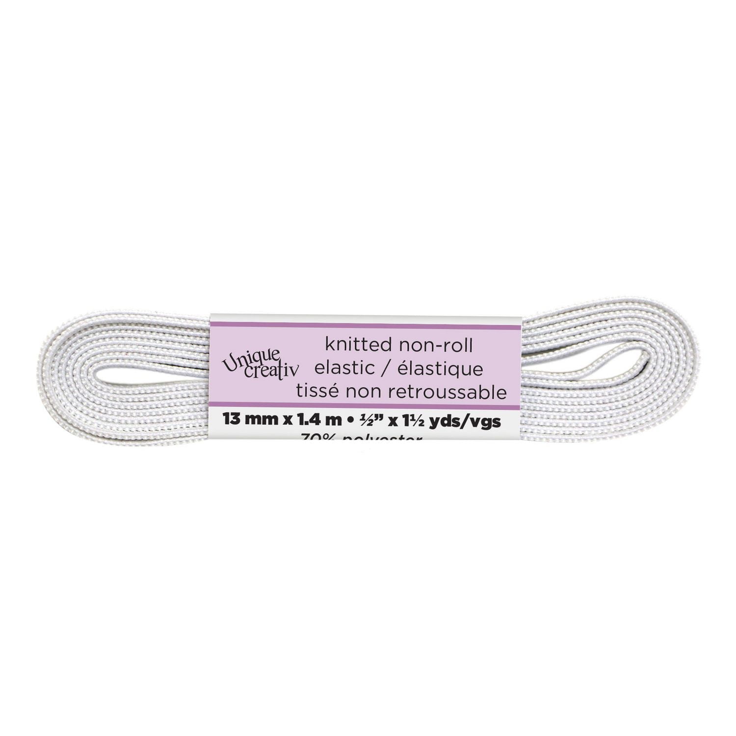UNIQUE CREATIV Knitted Non-Roll White Elastic, 4 m (4.37 yd) - Walmart.ca