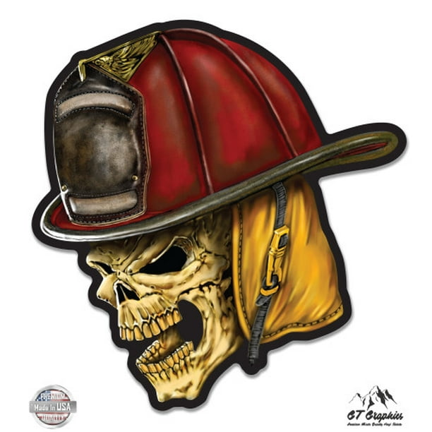 Firefighter Skull - 3" Vinyl Sticker - For Car Laptop I-Pad Phone ...