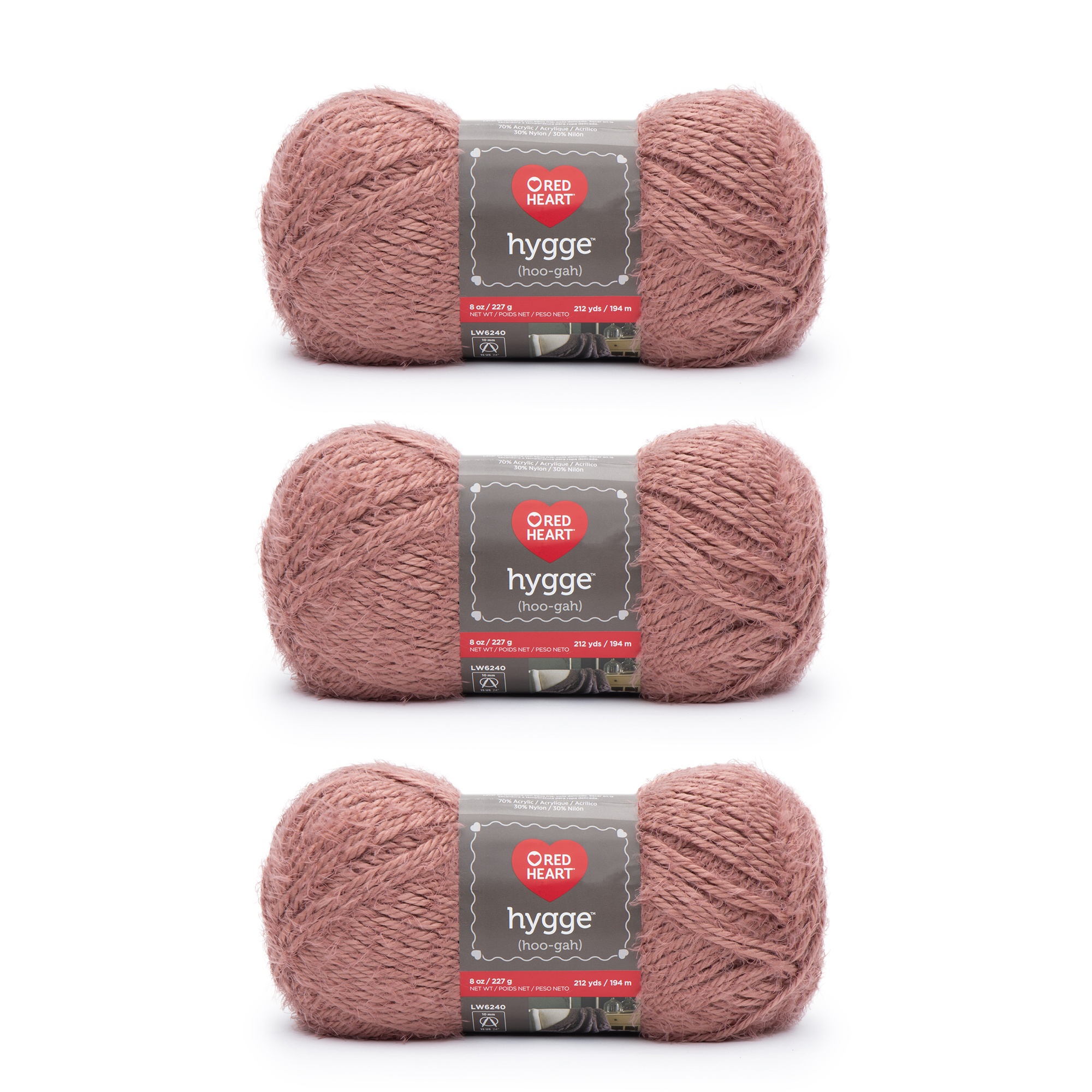 Red Heart Hygge Rust Yarn - 3 Pack of 227g/8oz - Acrylic Nylon Blend ...