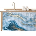 Blue Gradient Marble Cabinet Curtains 32" W x 55" L Abstract Gold White ...