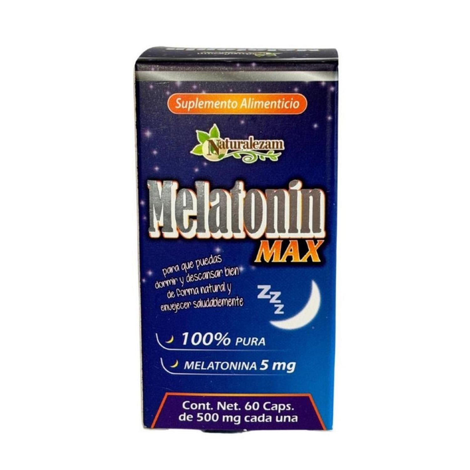 Melatonina MAX Naturalezam 5mg 60 Cápsulas Pura Sueño blanco | Walmart ...