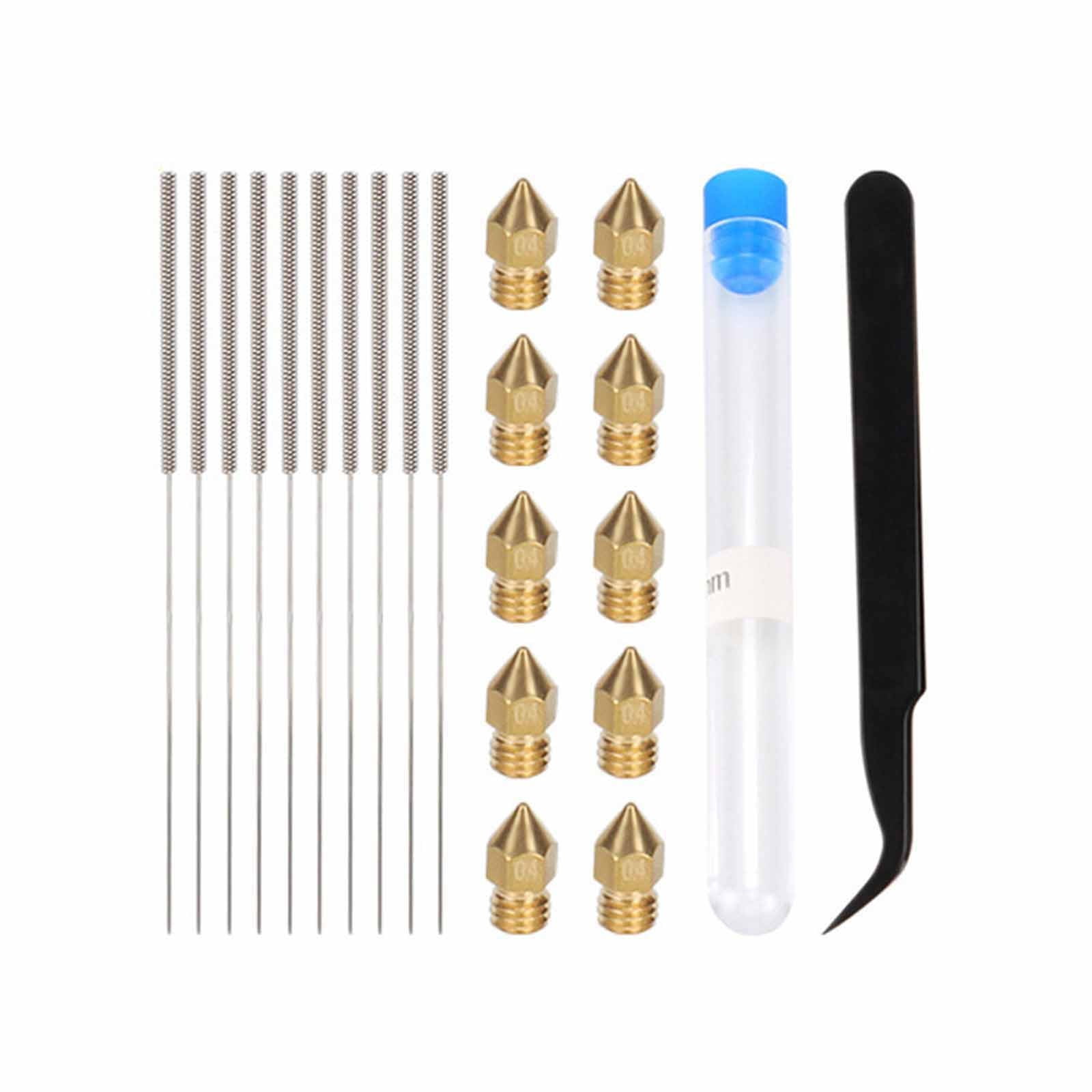 21PCS Nozzle Set 10*Brass Nozzles 1*Tweezers 10*Cleaning Needles ...