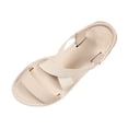 Bkhluea Women Elastic Cross Strap Flat Sandals Comfortable Footwear For ...