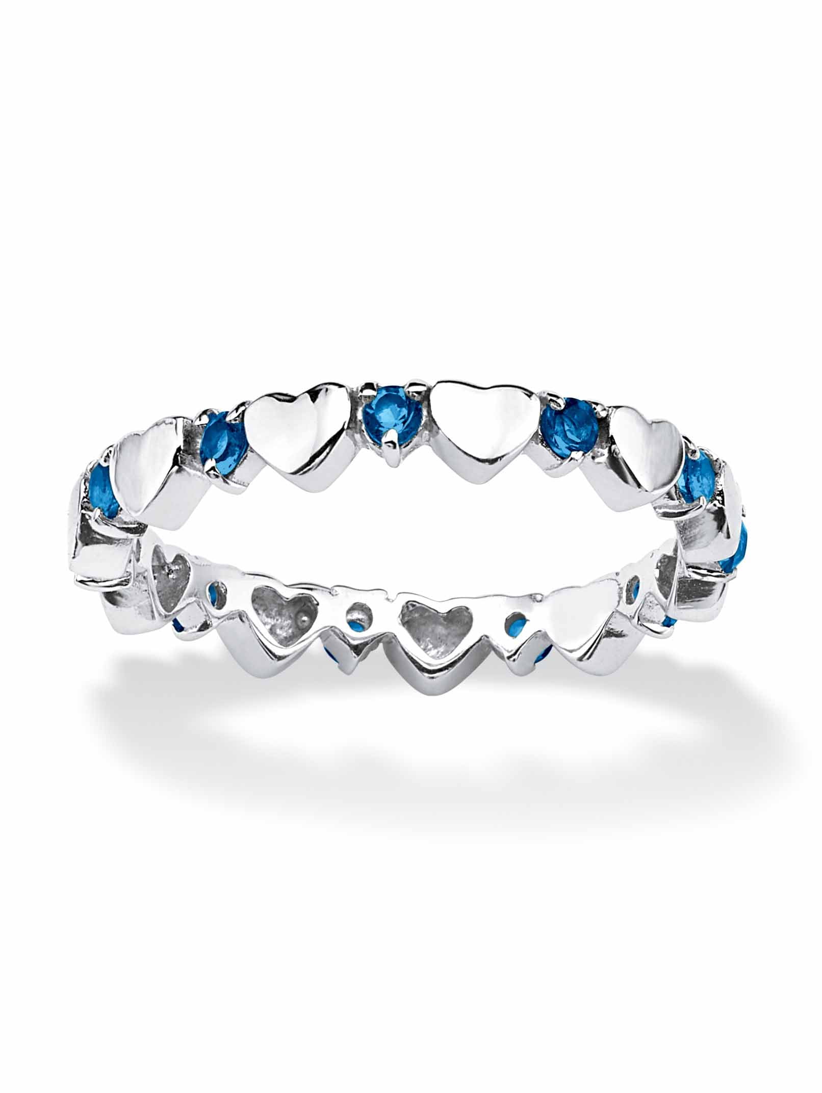 PalmBeach Jewelry Simulated Birthstone Interlocking Stackable Eternity ...