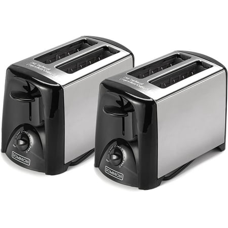 2-Slice Compact Electric Toaster with Shade Control, Slide-Out Crumb ...