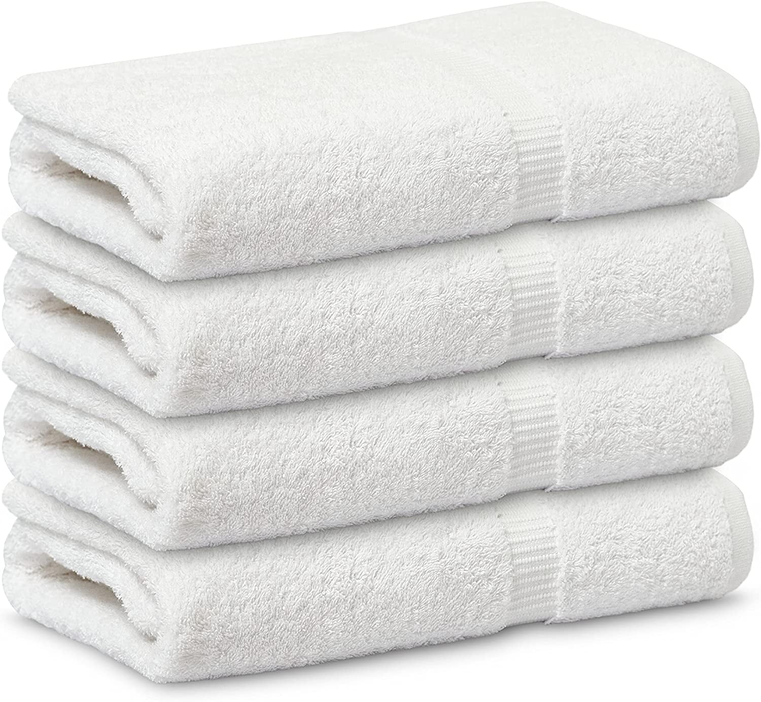 GOLD TEXTILES Pack of 4 Premium White Bath Towel Set 27 x 54 Towels 100 ...