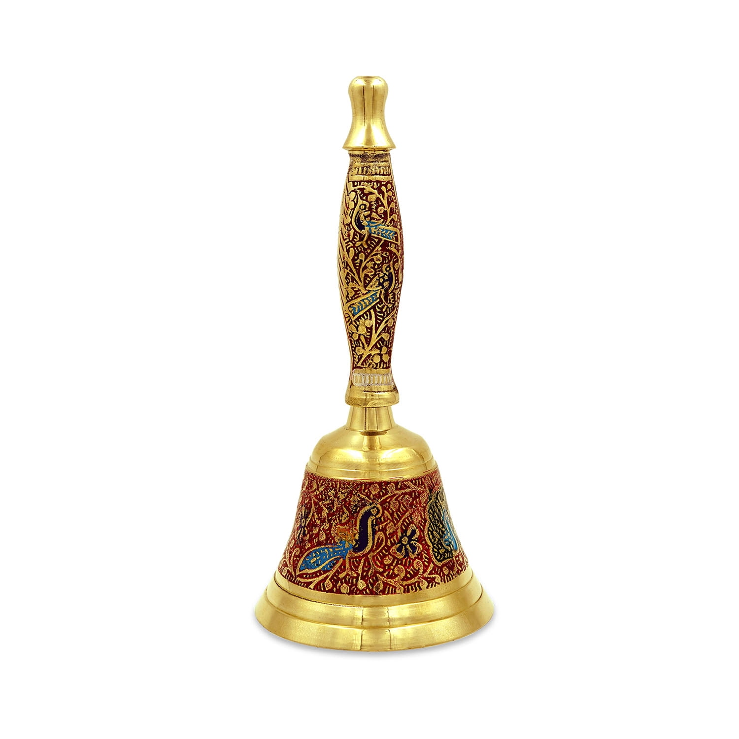Shubhkart Solid Brass Hand Painted Hand Held Ghanti Bell for Puja ...