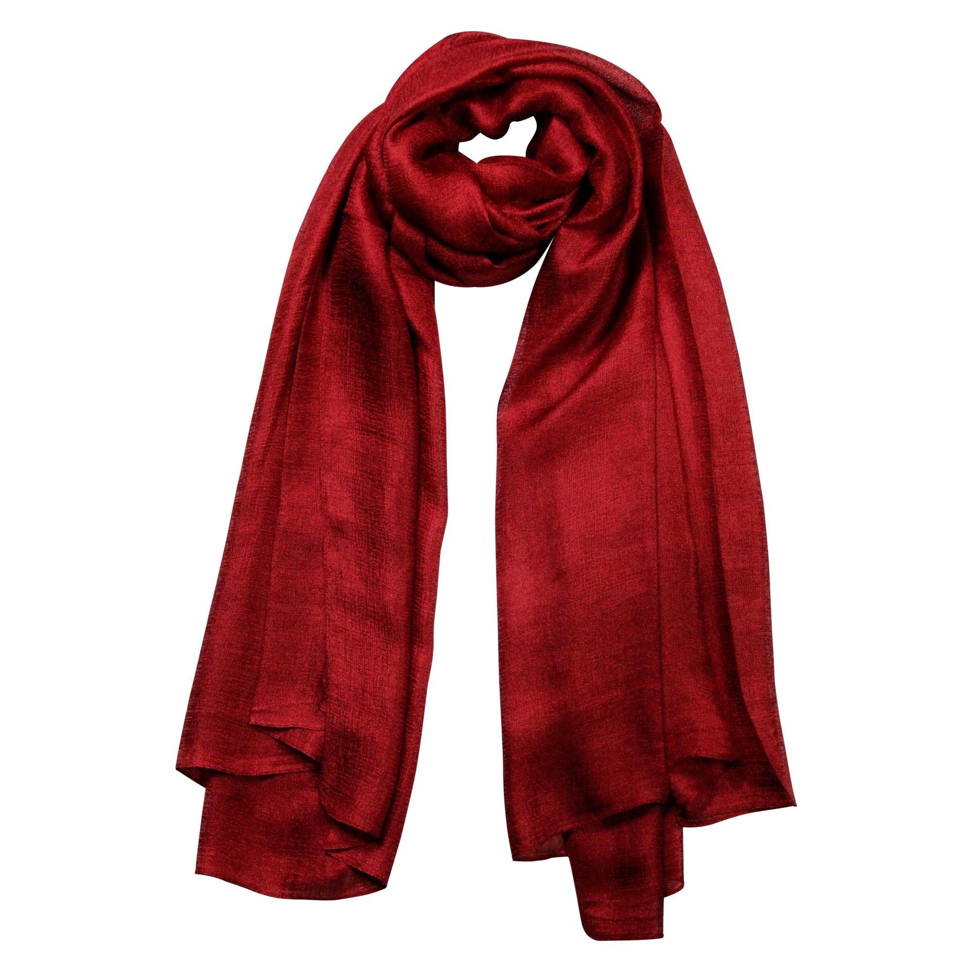 Hijaz Maroon Lightweight Sheer Shiny Pure Silk Chiffon Women's Scarf ...
