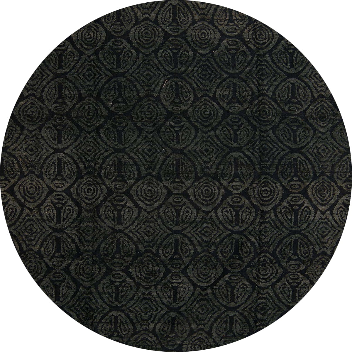 Ahgly Company Indoor Round Abstract Black Abstract Area Rugs, 8' Round ...