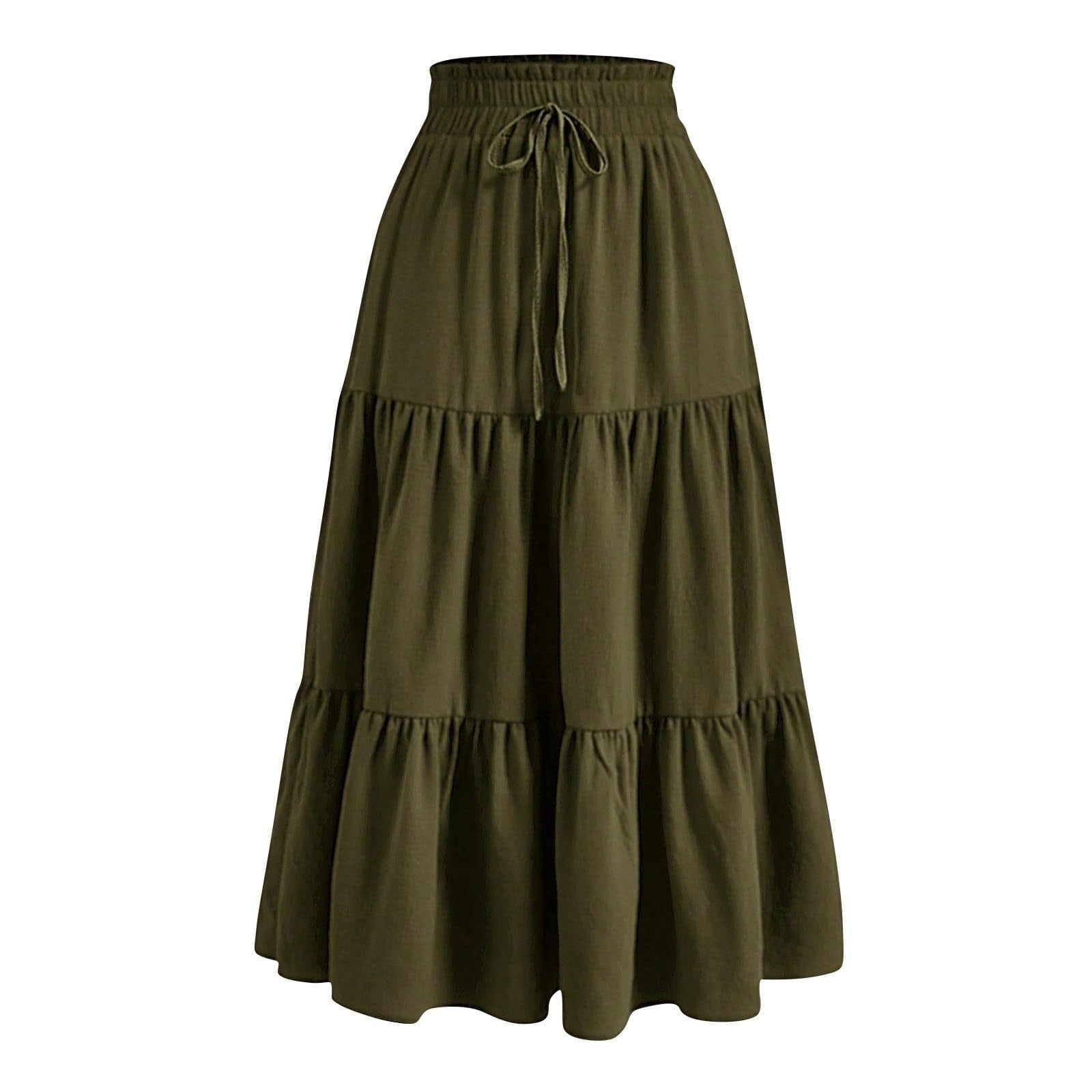 Click here for Amzcrzy Skirts For Women Casual Solid Color Maxi S... prices