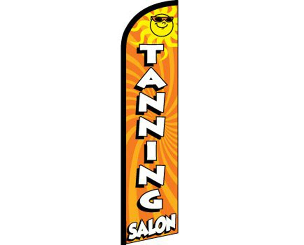 Tanning Salon Orange / White Windless Banner Advertising Marketing Flag ...