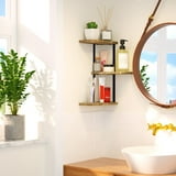 Love-KANKEI 3 Tier Small Beautiful Corner Shelf - Rustic Wood Floating ...