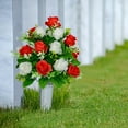 2 Set Cemetery Memorial Artificial Flower Rose Bouquet with Vase ...
