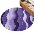 Gradient Purple Waves Line Round Rug 5ft Abstract Wavy Stripes Art ...