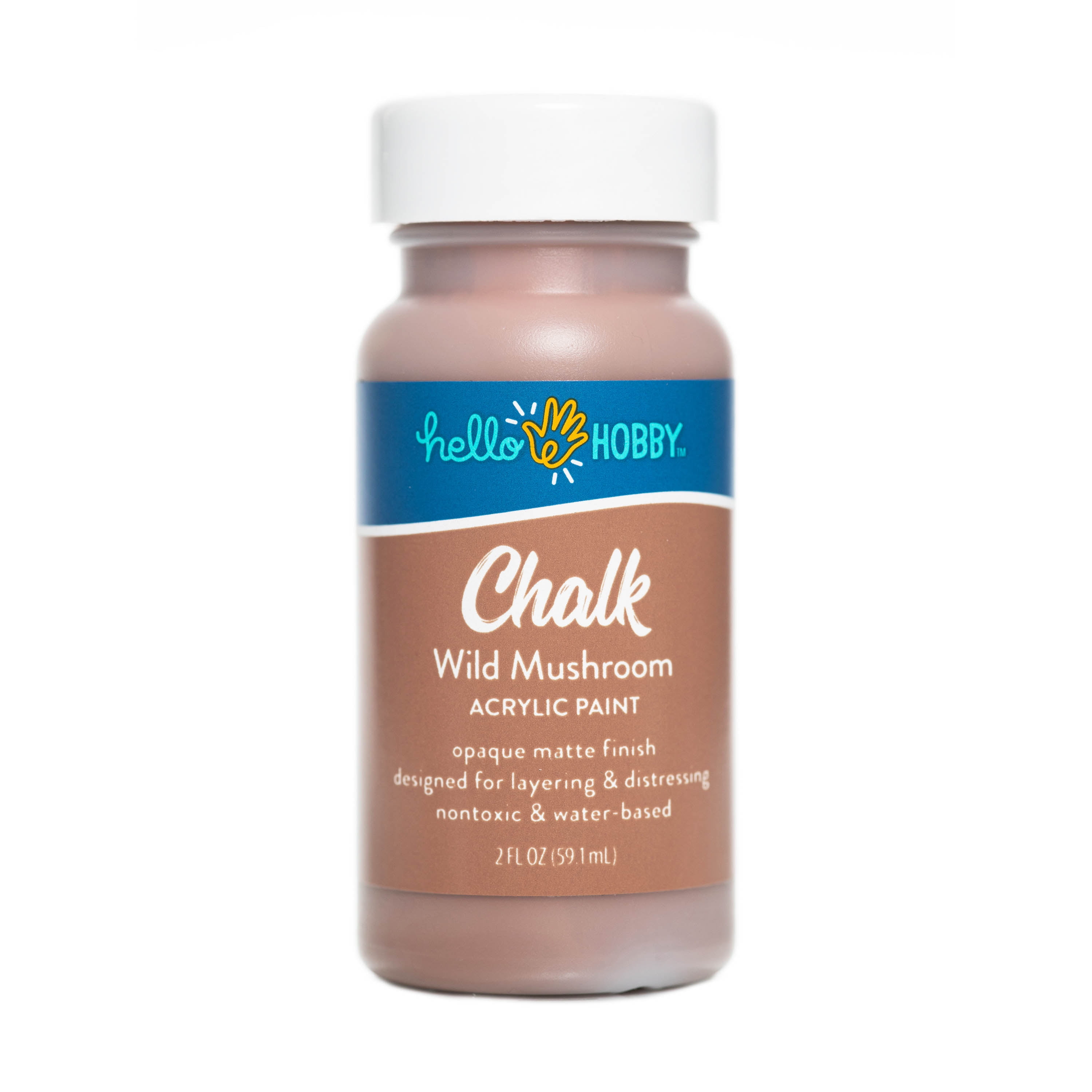 Hello Hobby Chalk Acrylic Paint, Ultra Matte, Mushroom, 2 fl oz #40489 ...