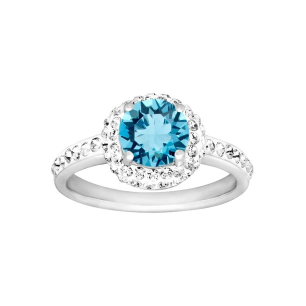 Crystaluxe - Luminesse March Birthstone Ring in Sterling Silver with ...