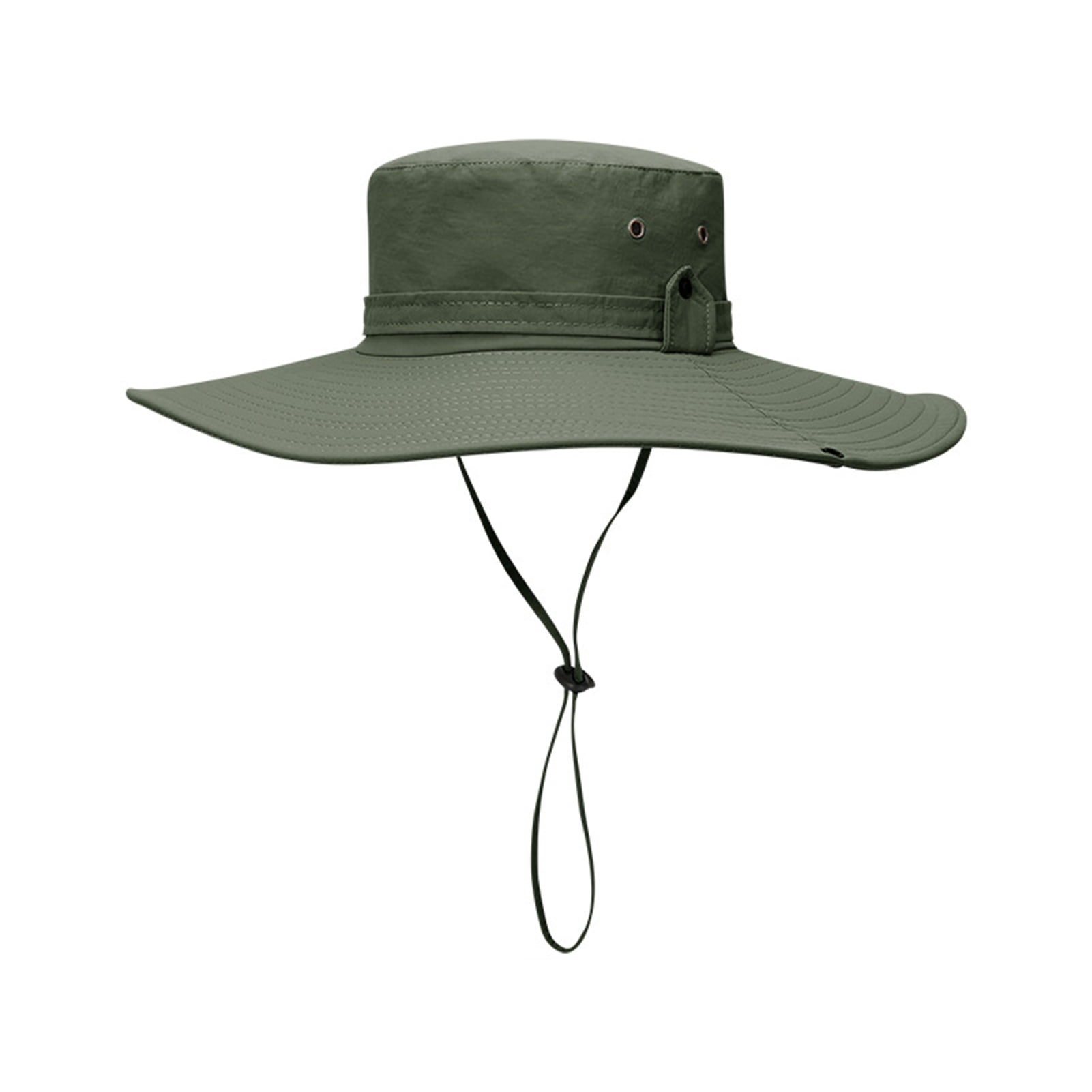 UDIYO Men Sun Hat Solid Color Fasten Wide Brim Sunscreen Beach Hat ...