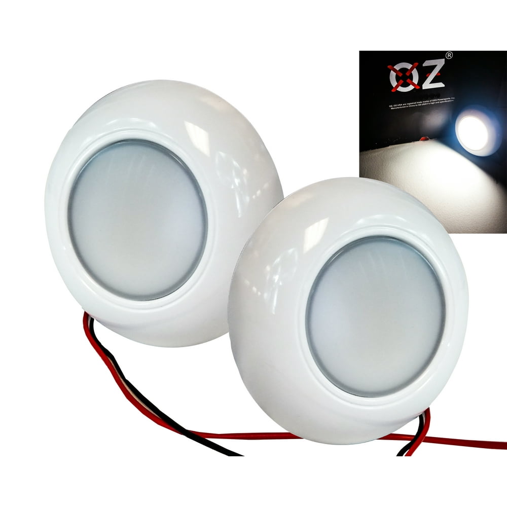 Set of 2 Surface Mount 3" Round Dome Light White LED 6000K Interior ...