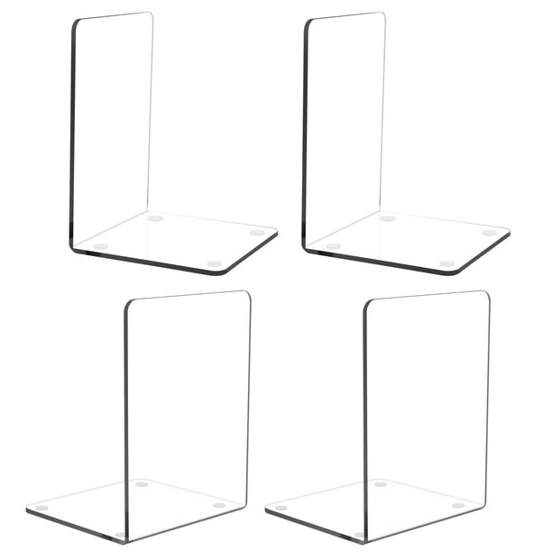 Hiziwimi 4Pcs Desk Plastic Acrylic Bookends Pair Organizer Bookshelf ...