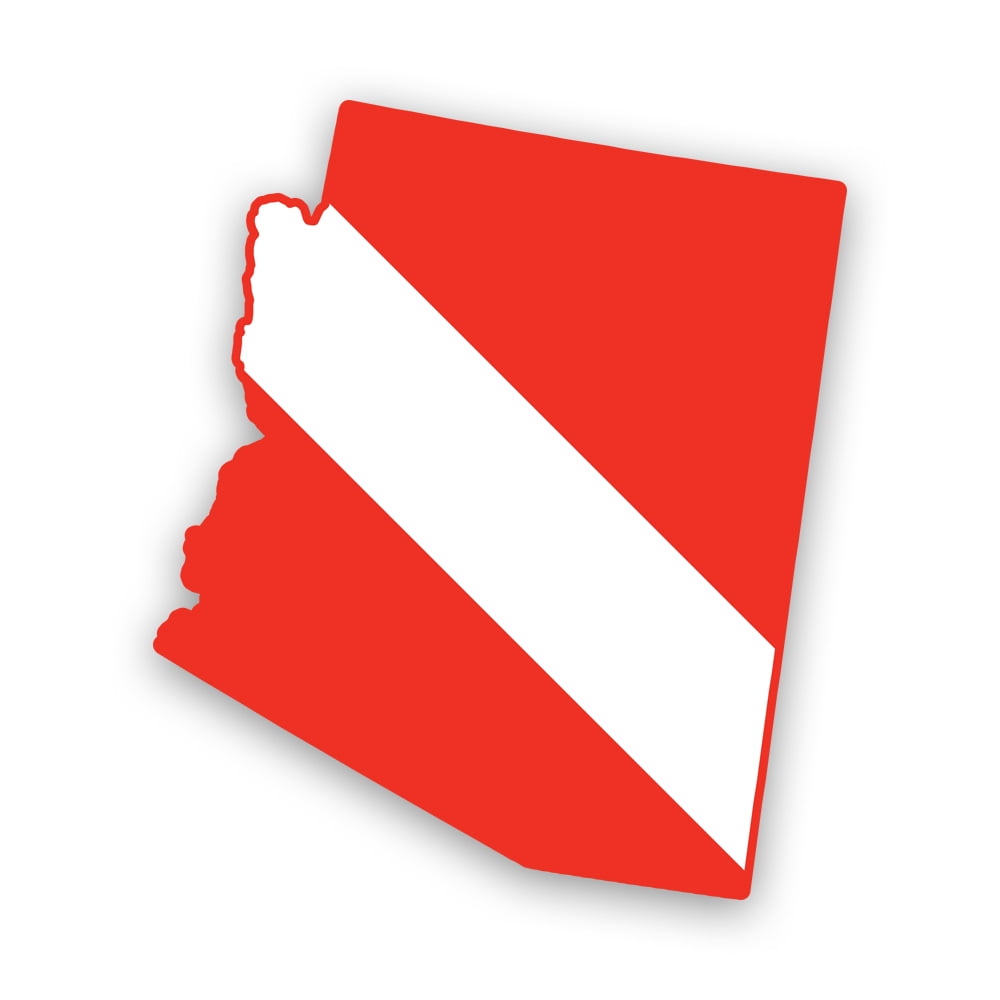 Arizona State Shaped Diver Down Flag Sticker Decal - Self Adhesive Vinyl - Weatherproof - Made ...