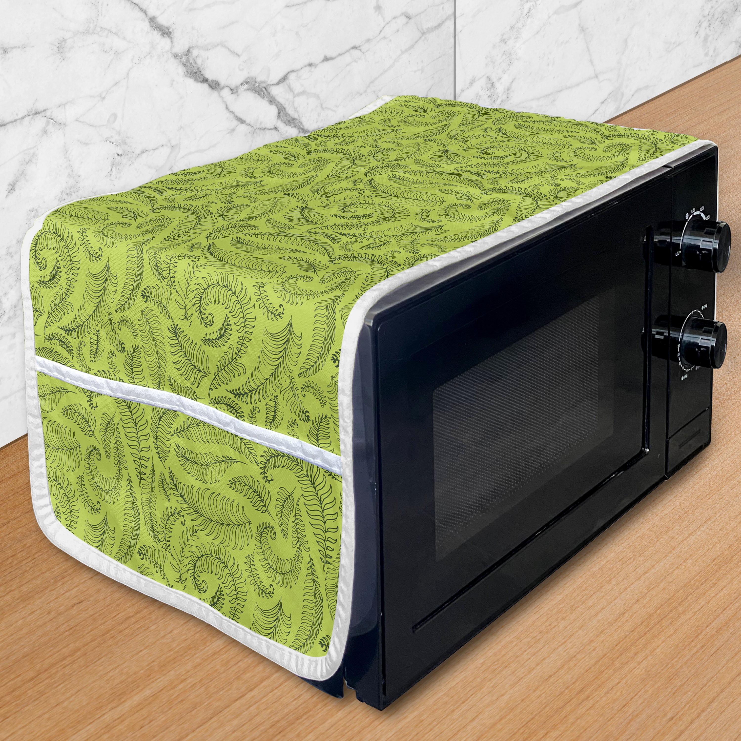 Botanical Microwave Oven Cover, Swirling Twiggy Leafage Branches ...