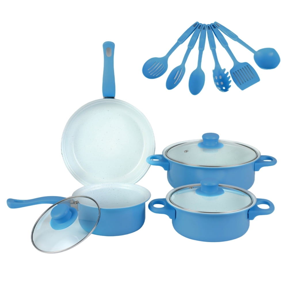 12 Piezas Cocción Sin Palitos Pecho Juego Con Tapa para Hob () Azul ...