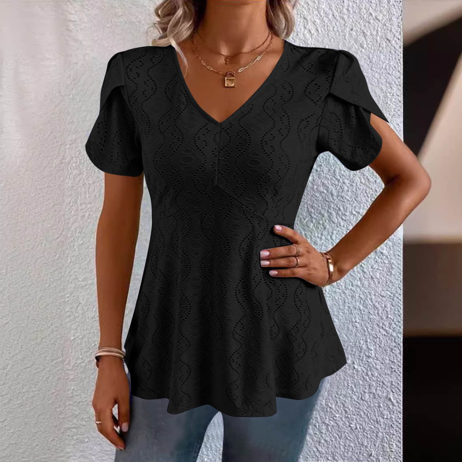 Click here for Unbranded Womens V Neck Shirt  Short Sleeve Casual... prices