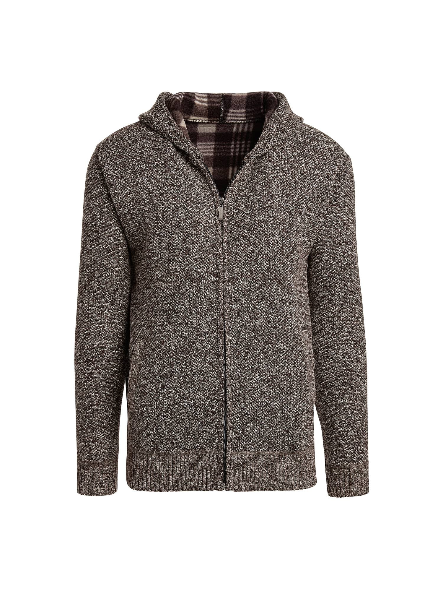 Alta Men's Fleece Lined Casual Full-Zip Pocket Sweater Jacket - Brown ...