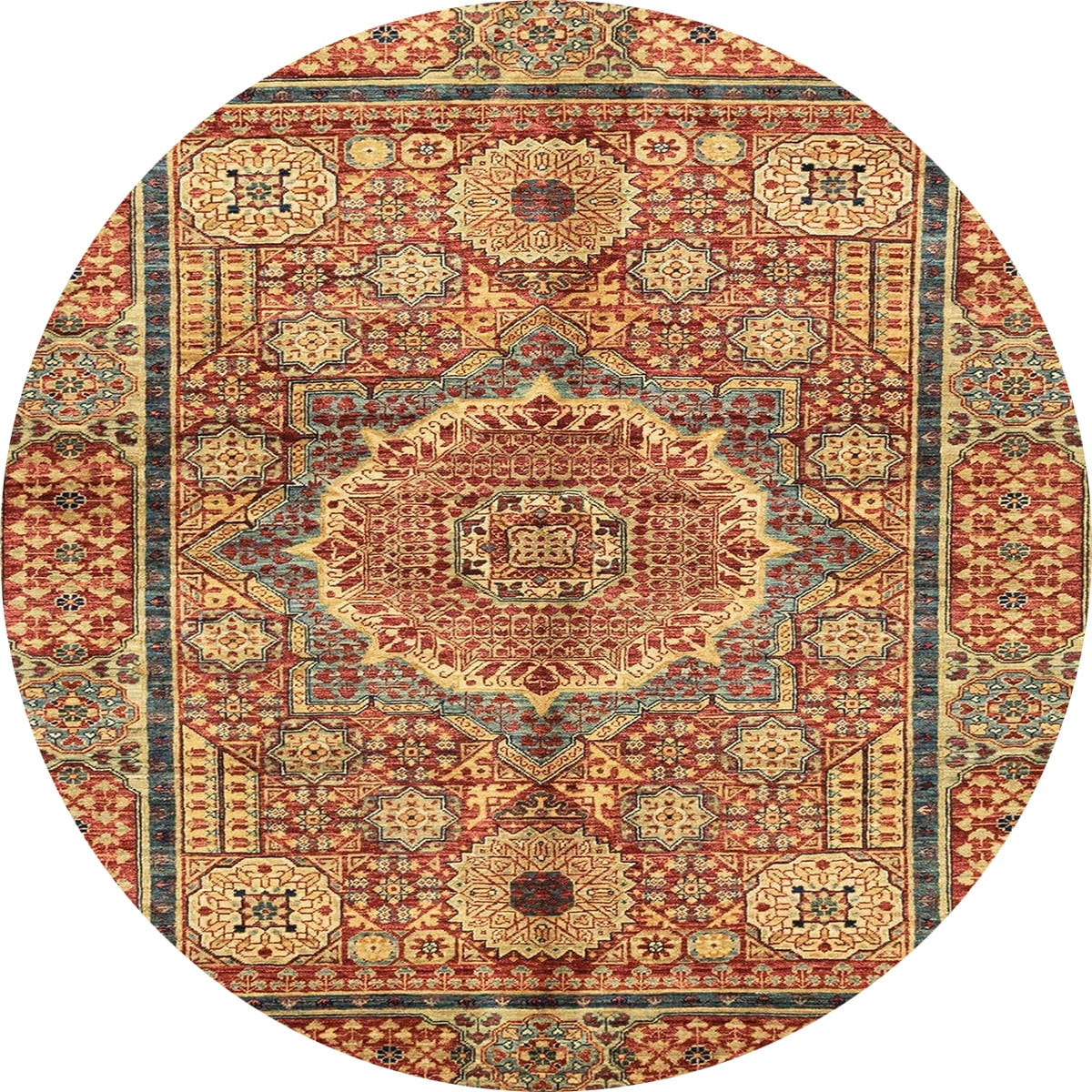 Ahgly Company Indoor Round Abstract Orange Abstract Area Rugs, 8' Round ...