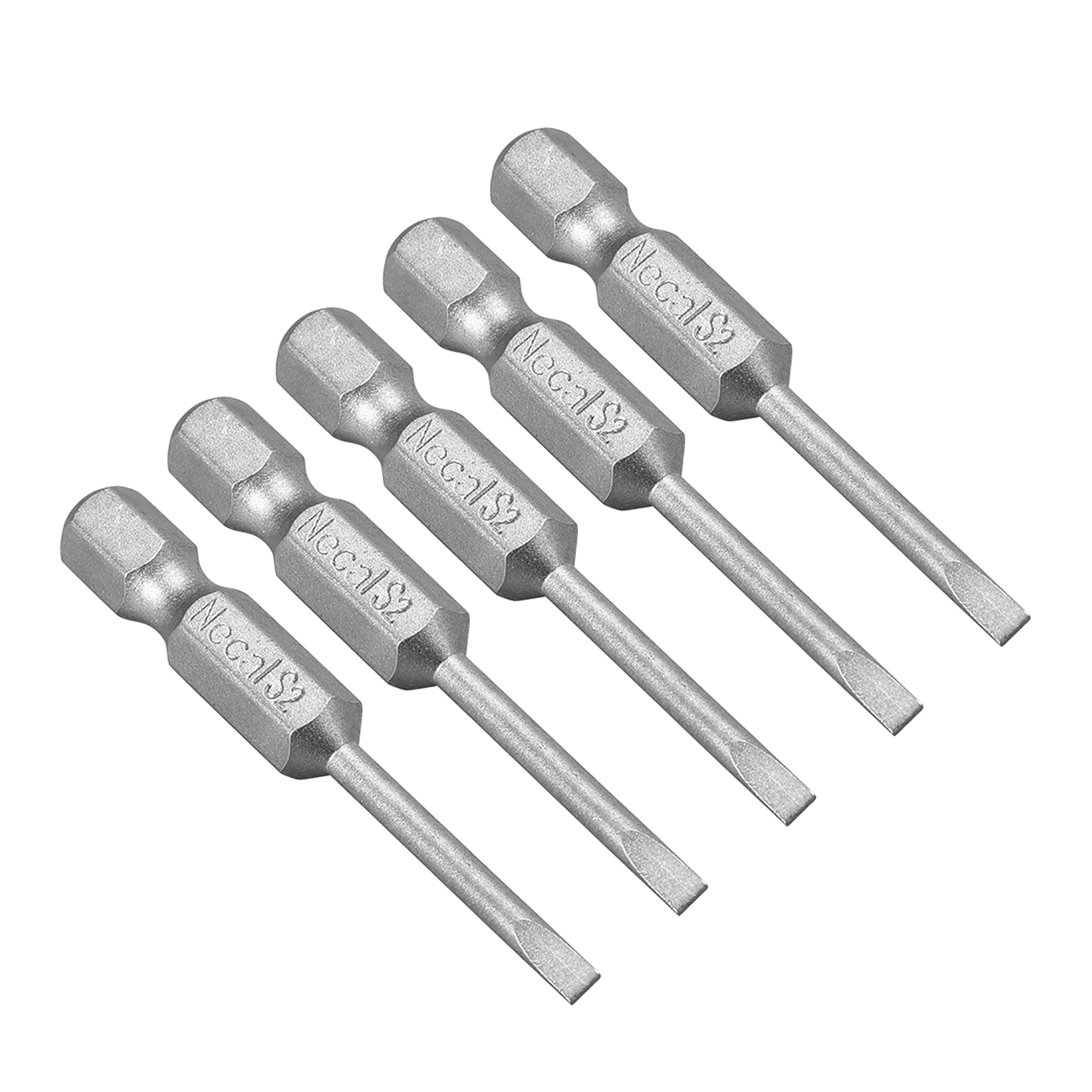 5 Pcs 1/4" Hex Shank 50mm Length Magnetic SL2.5 Slot Head Screwdriver ...
