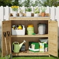 Lofka Outdoor Backyard Wooden Storage Shed with Potting Benches for ...