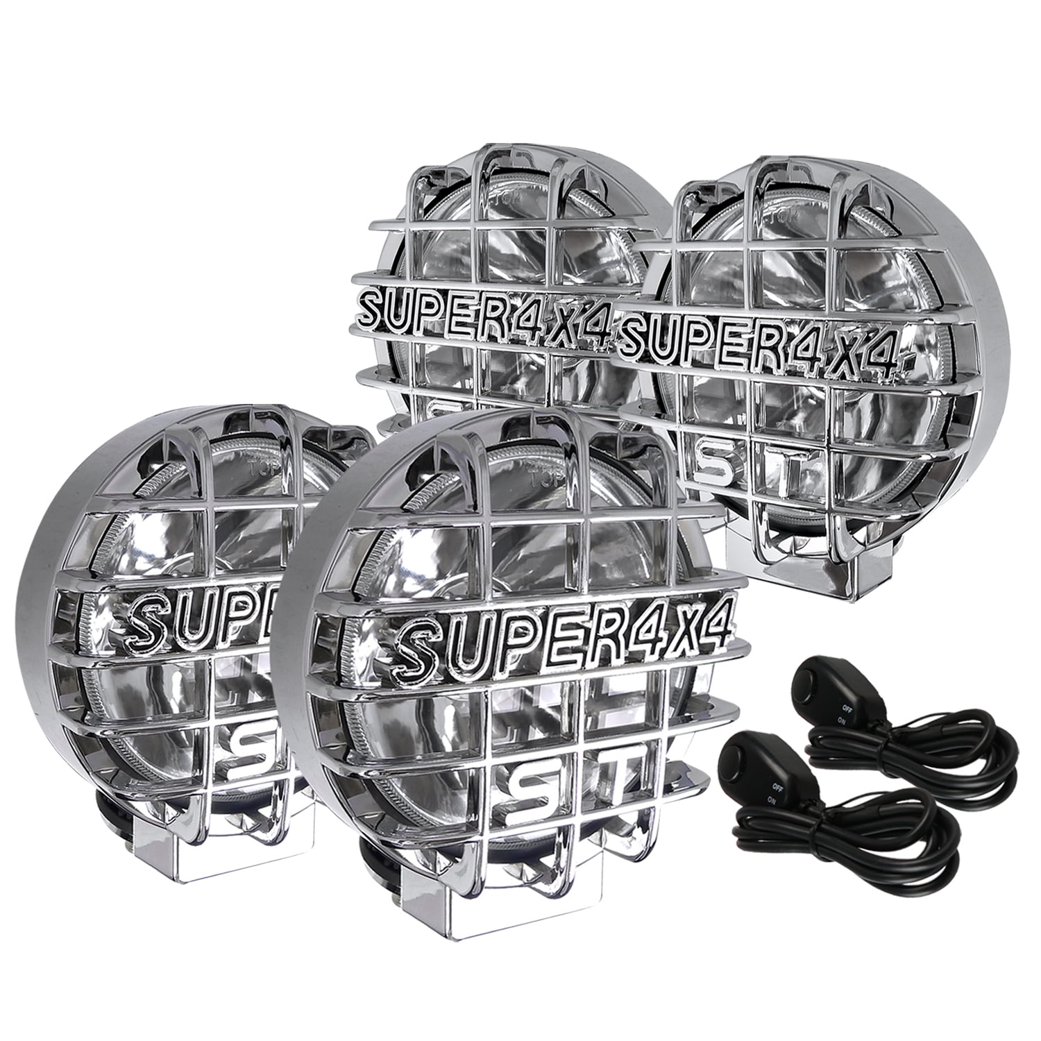 Spec-D Tuning 4" Piece 6" Round Chrome Guard 4x4 Off Road Fog Light ...
