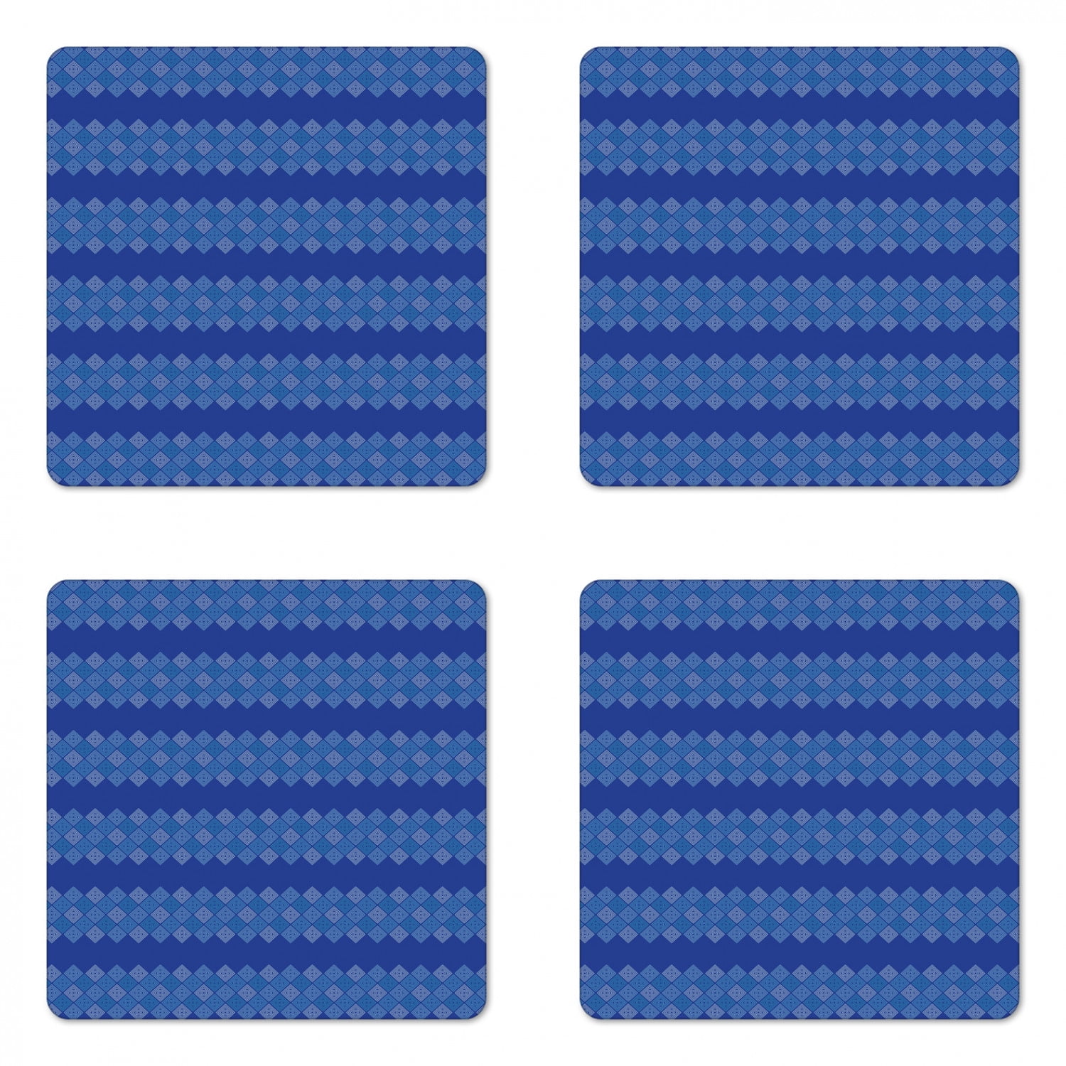Abstract Coaster Set of 4, Rhombus Dashed Diamond Shapes and Circles ...