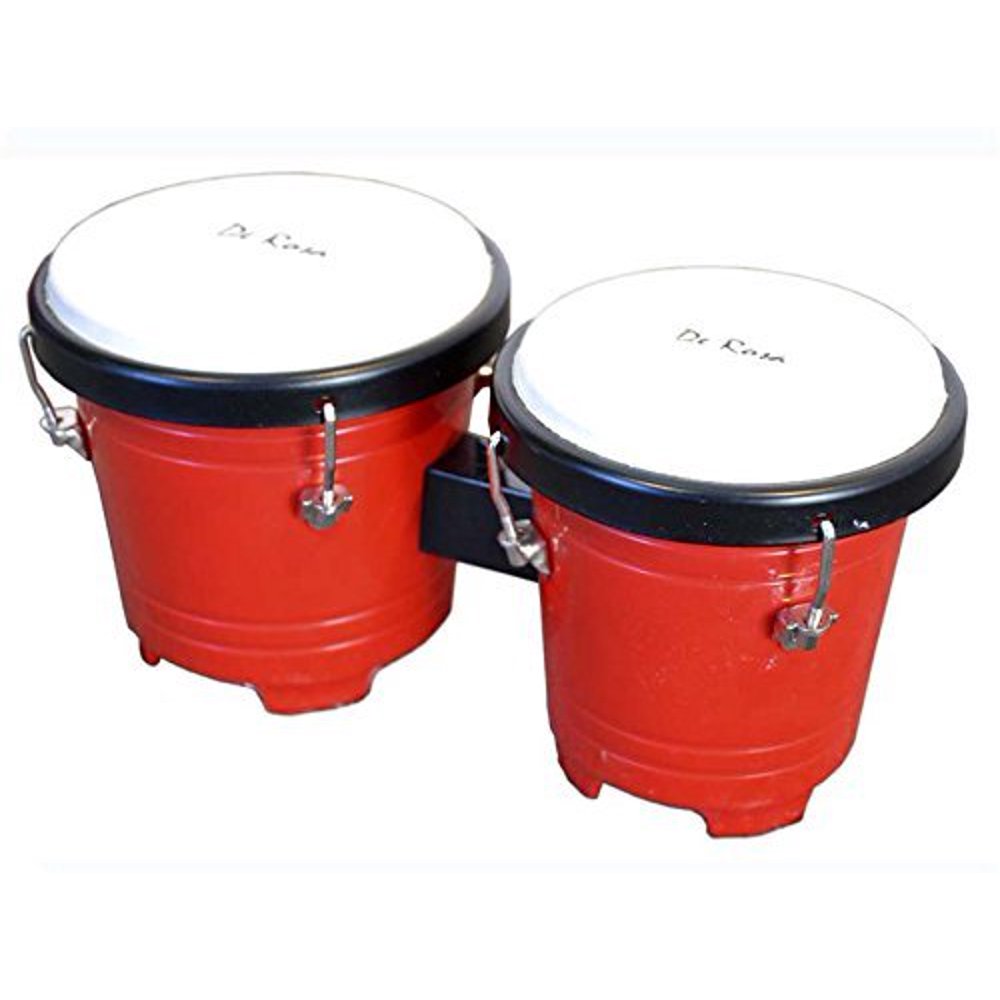 Mini Kids 5 inch Junior Plastic Bongos - Tunable Lap Bongo Drum (Red ...