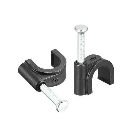 Strengthened Circle Cable Clips with Single Steel Nail 9mm Black 100 ...