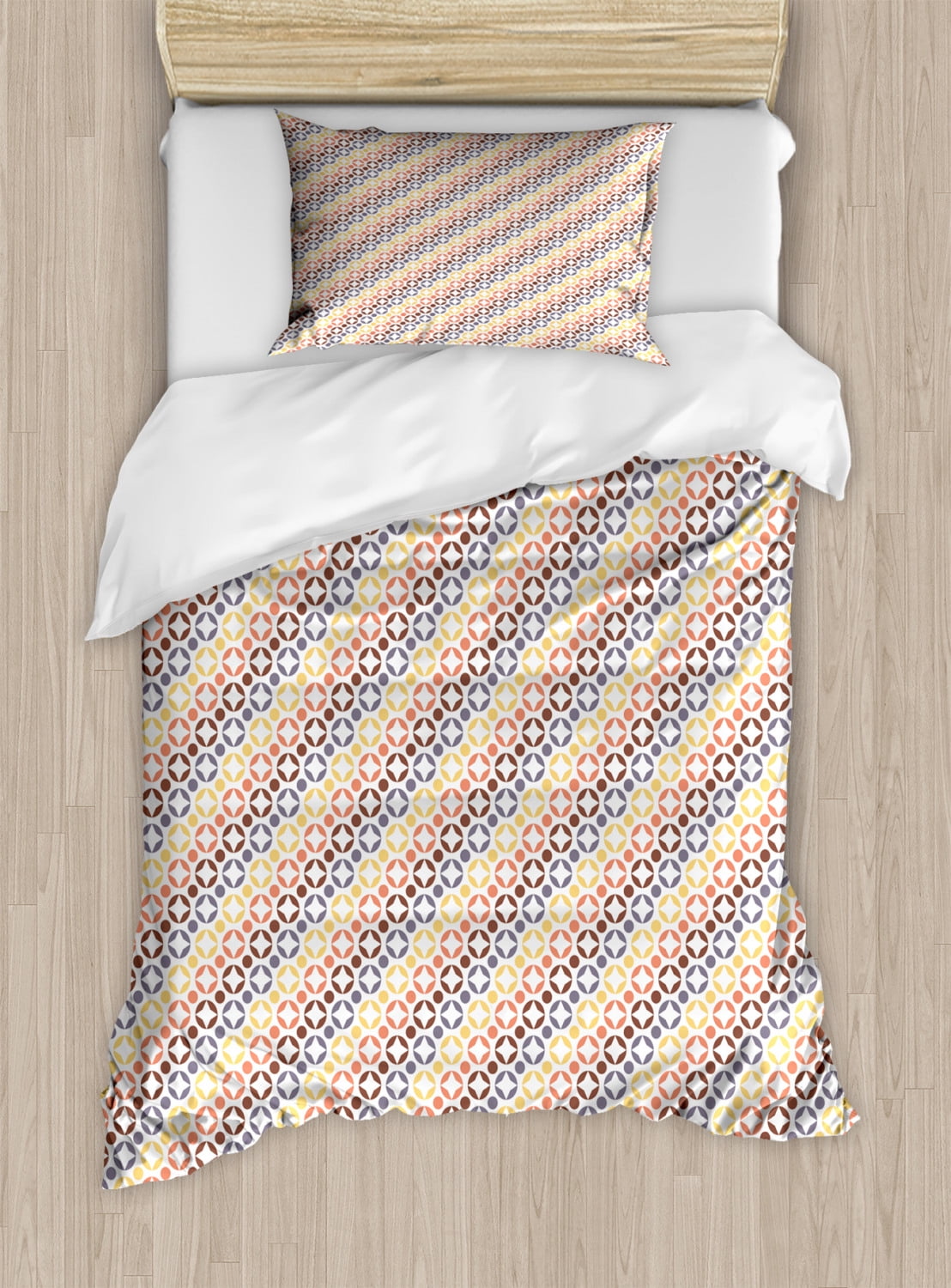 Abstract Duvet Cover Set Twin Size, Diagonal Layout of Round Elements ...