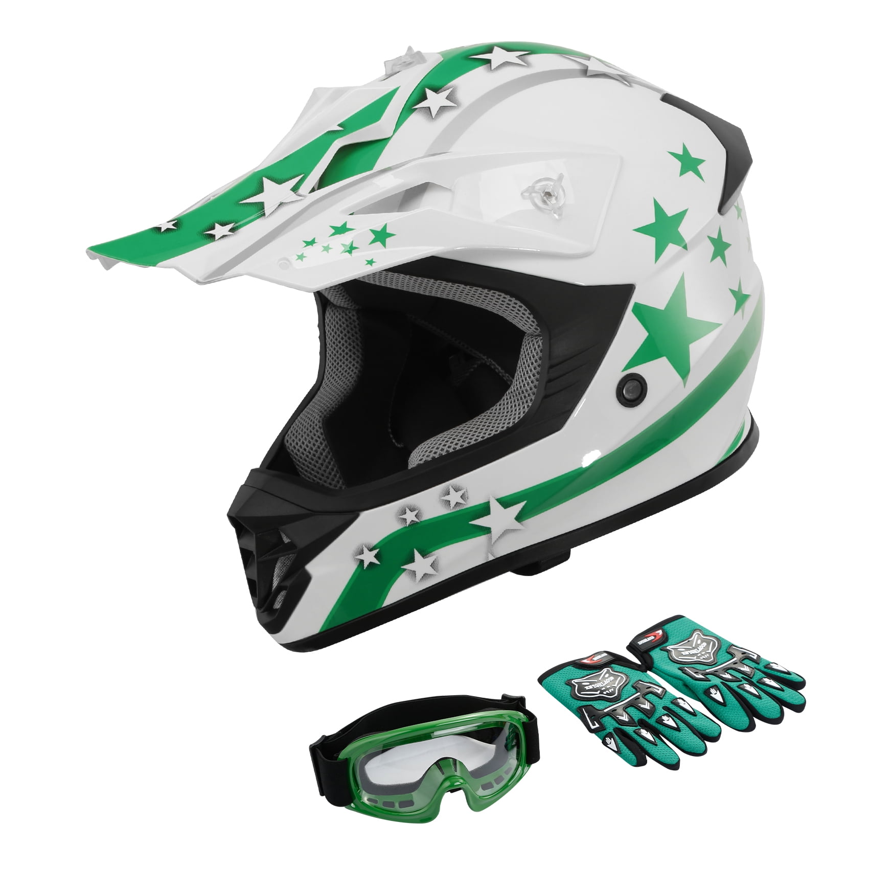 TCMT DOT Dirt Bike Helmet for Kids with Goggles & Gloves, for Motocross ...