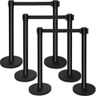 Costway 6Pcs Stanchion Posts Queue Pole Retractable 3 Velvet Ropes ...