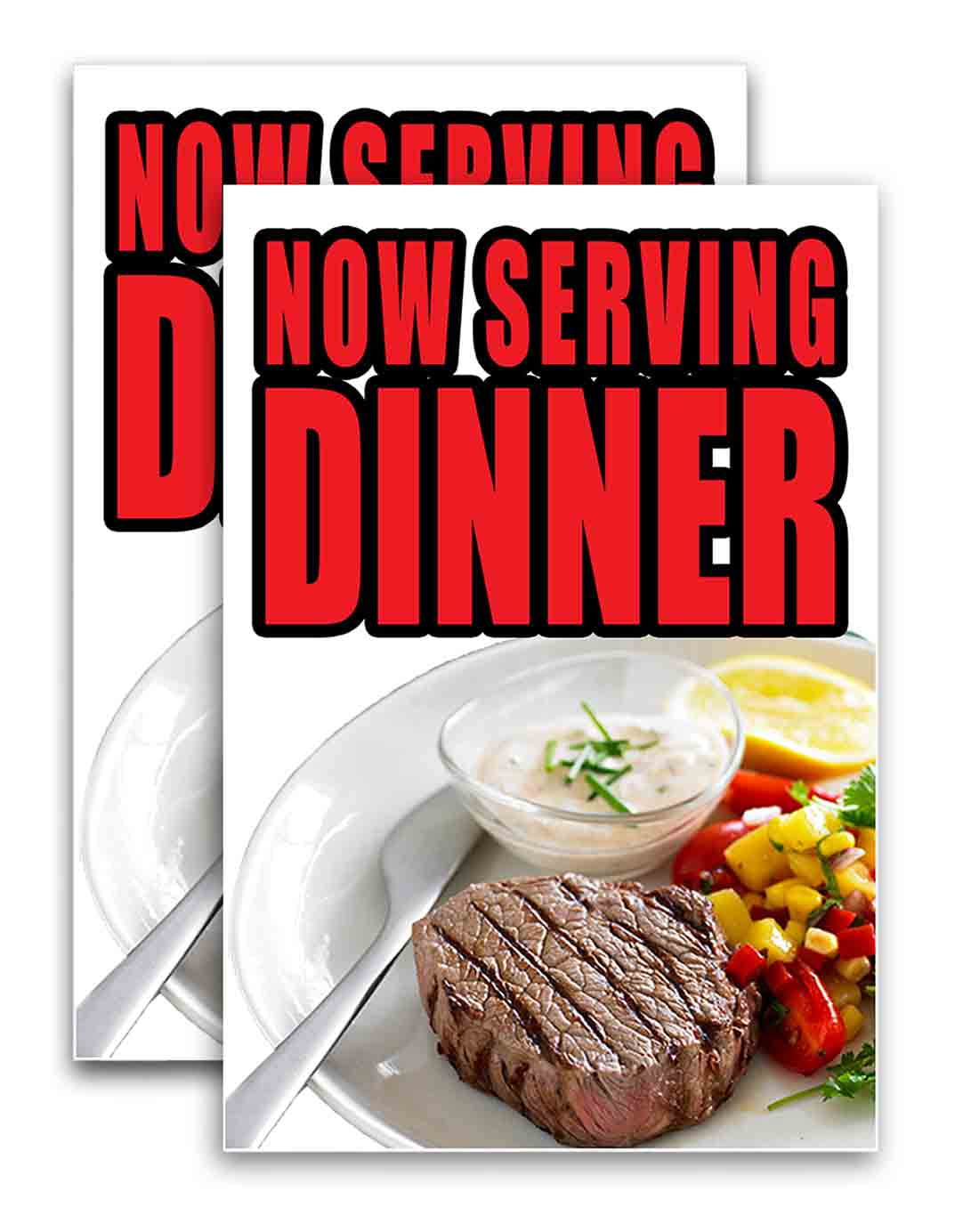 Now Serving Dinner (24" X 36") Vinyl Decal Only (Pack of 2) |Sign ...