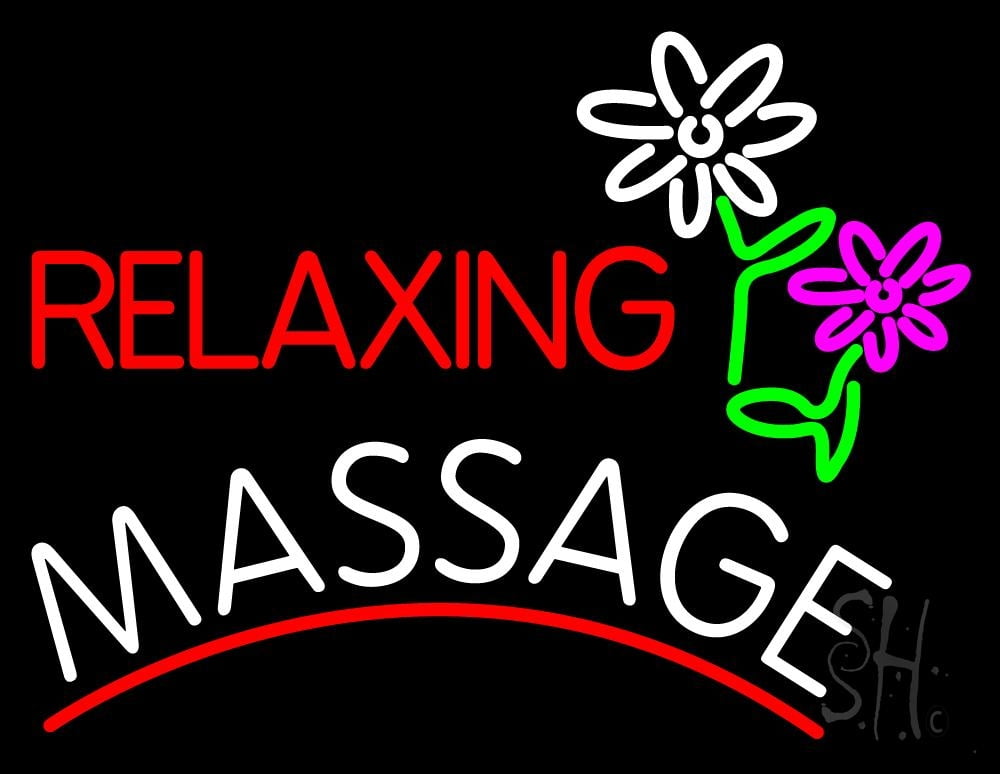 Relaxing Massage LED Neon Sign 24 x 31 - inches, Black Square Cut ...