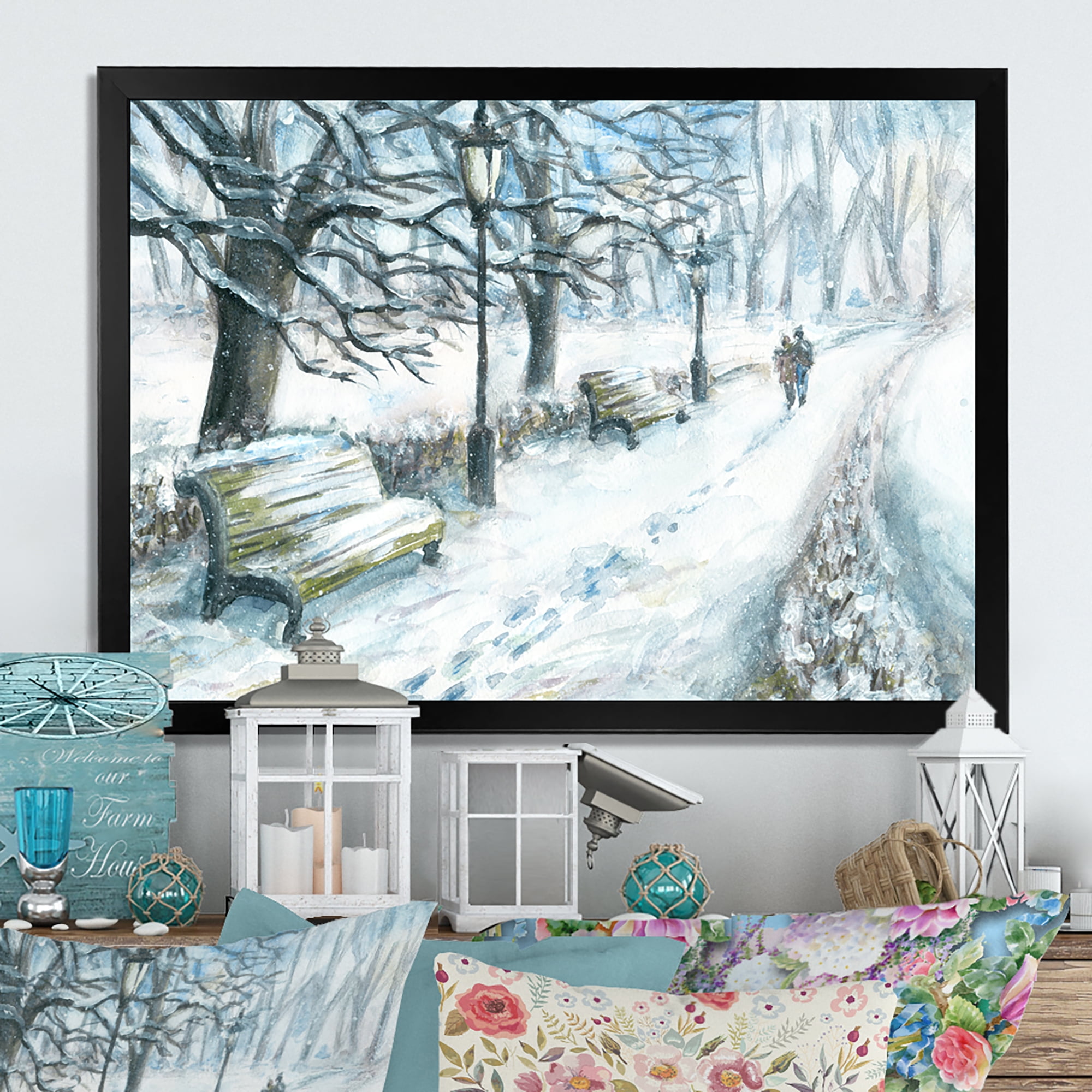 Click here for Designart Winter Park At Christmas Traditional Fra... prices