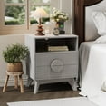 2 Pcs Fluted Night Stand Set with Charging Station, End Table with 2 ...
