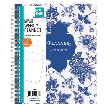 Pen+Gear Weekly Planner, 9" x 11", Navy Blue, July 2024 to June 2025 ...