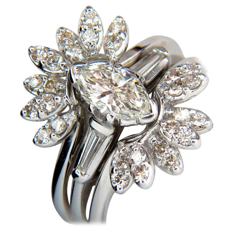 1.40ct. MARQUISE & ROUNDS DIAMOND RING & INSERT PLATINUM VS - Walmart ...